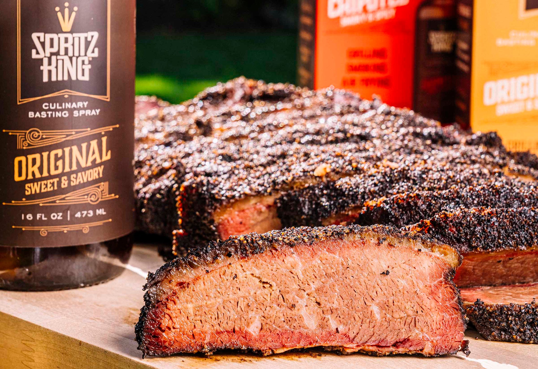 Smoked Brisket with Savory Garlic-Beef Spritz